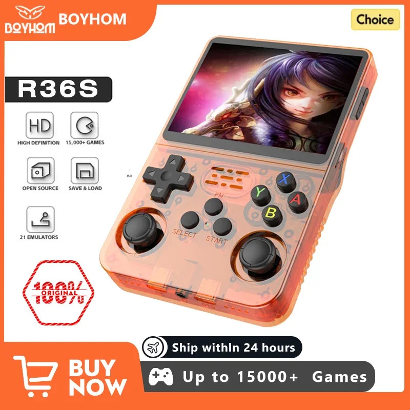 Open Source R36S Retro Handheld Video Game Console Linux System 3.5 Inch IPS Screen Portable ...