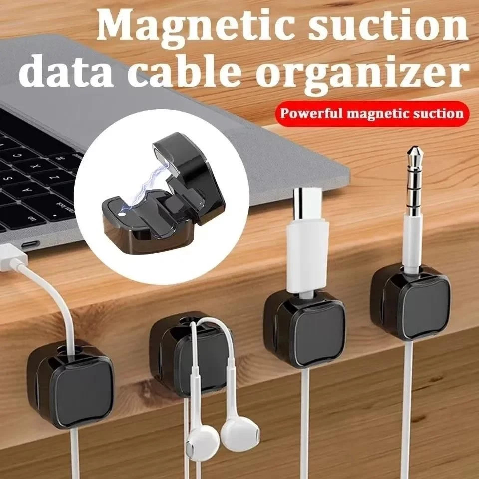 Magnetic Phone Cable Clips Cable Smooth Adjustable Cord Holder Desk ...