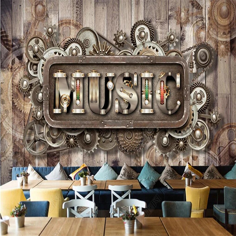 Custom wallpaper mural Nostalgic metal industrial style wallpaper retro ...