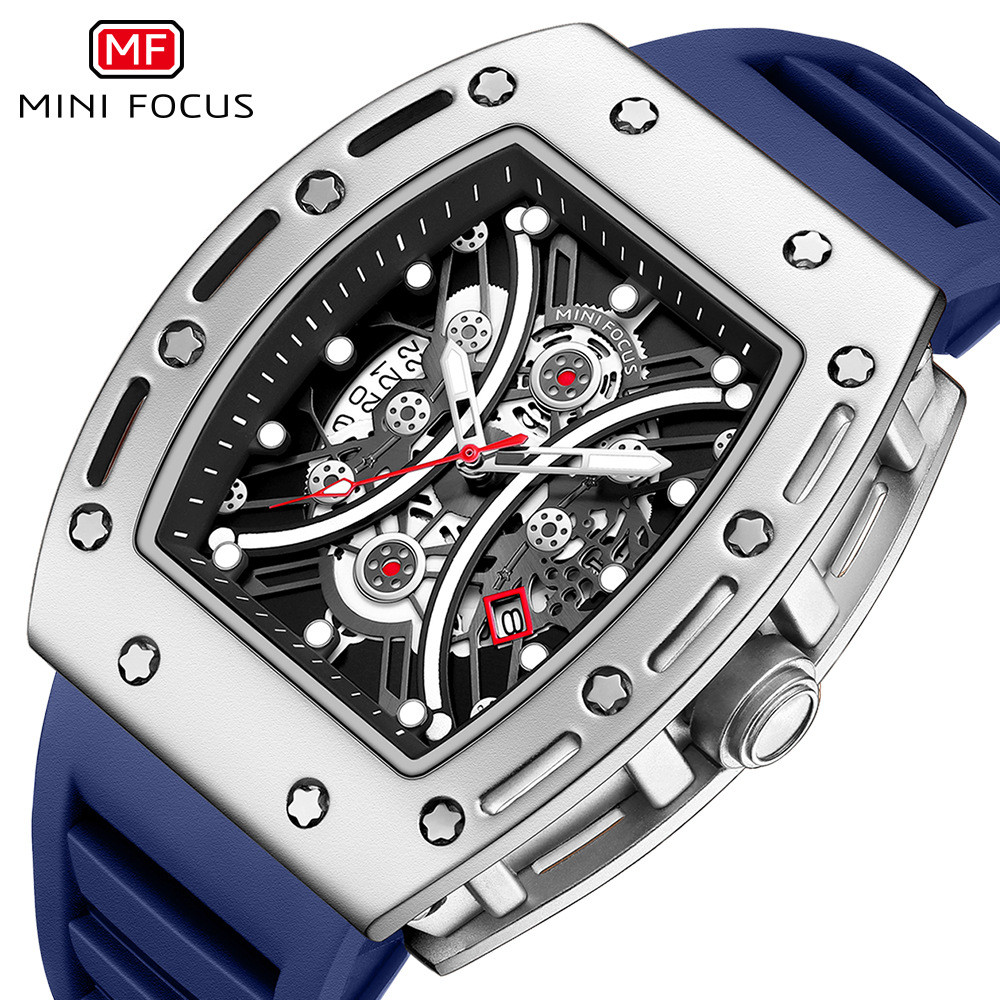 MINI FOCUS men's watch domineering barrel shape curved mirror hollow ...