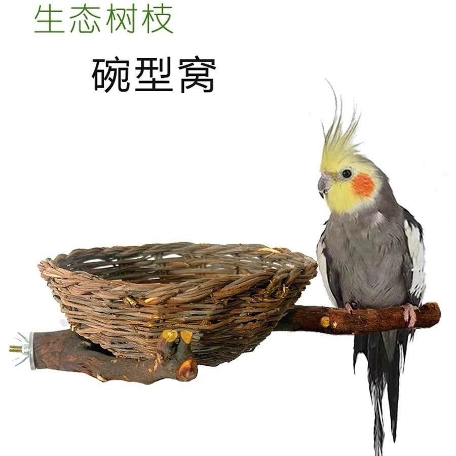 Branch Bird Nest Straw Pearl Budgerigar Hanging Nest Bird Natural ...