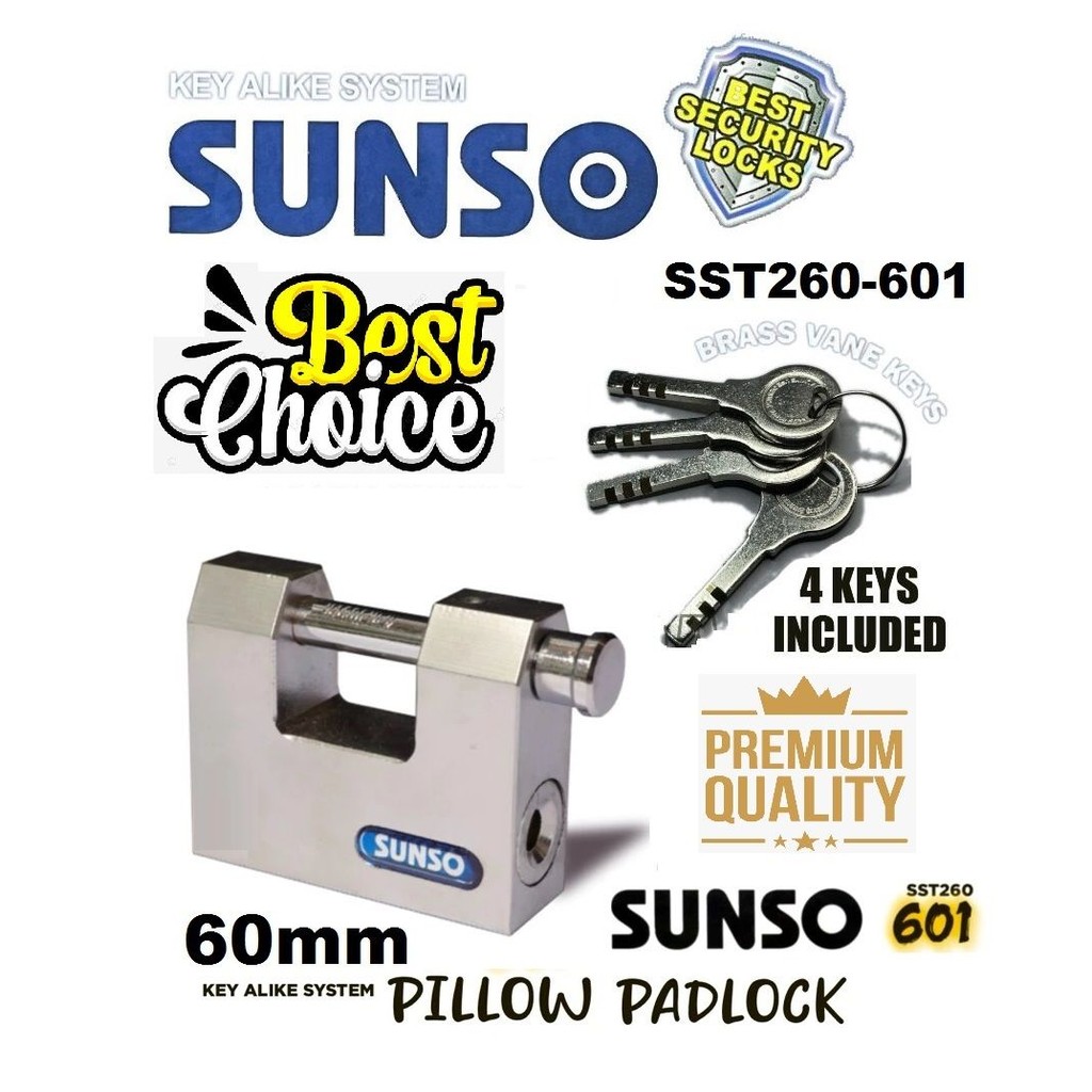 Sunso 60mm D-Shaped Heavy-Duty Armour Pad Lock | Shopee Malaysia