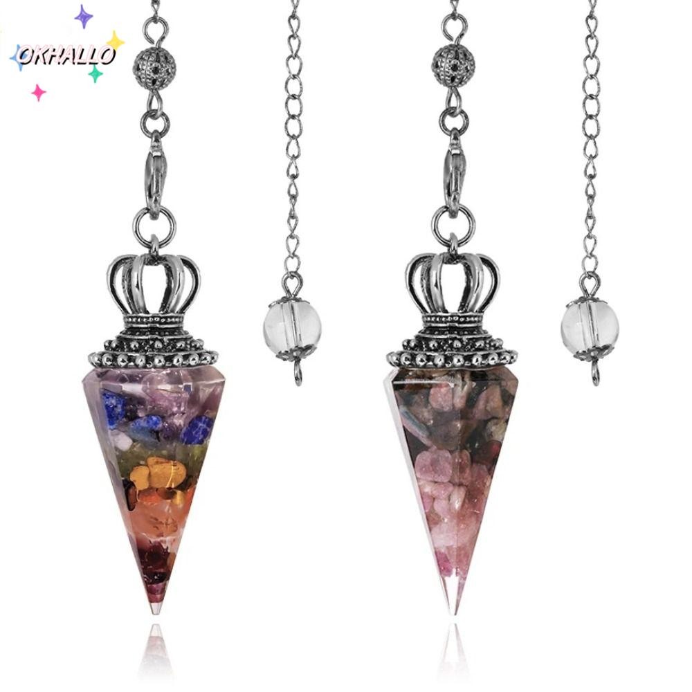 OKHALLO Reiki Pendulum Pendant, Divination Tool|Eye Dowsing Pendulum Healing Pendant, Design 7 ...