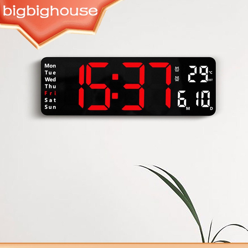 1/2/3 Sleek Modern Digital Wall Clock with Adjustable Brightness and ...