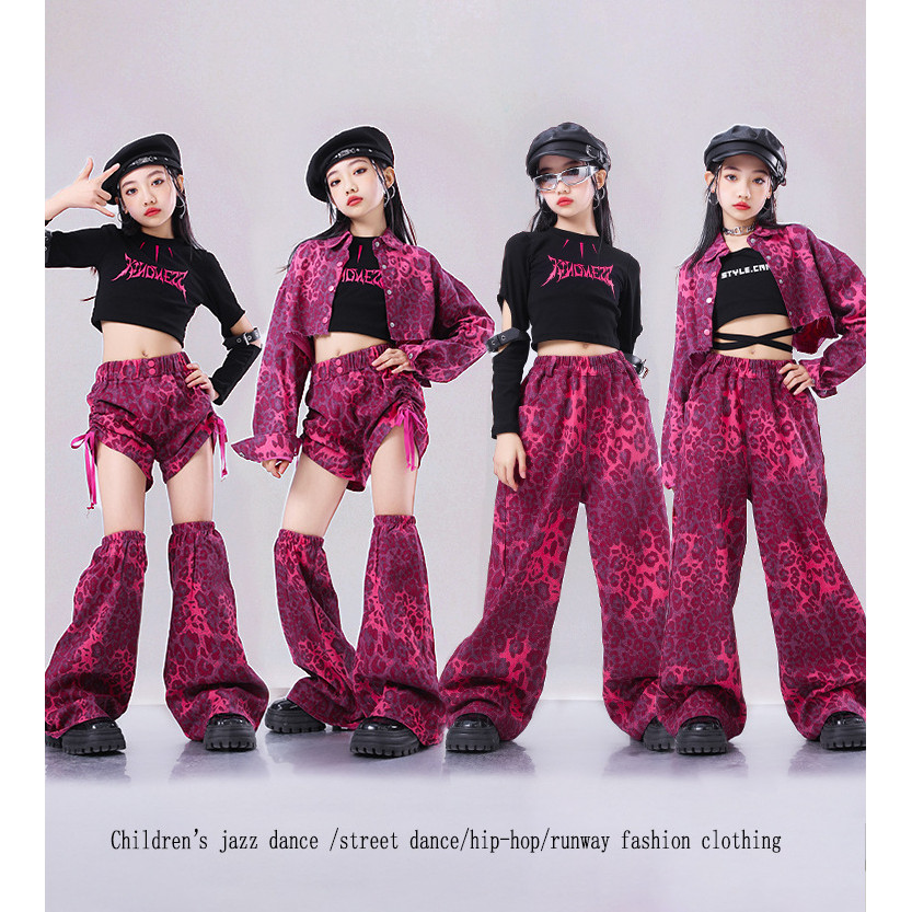 Children's Hip Hop Dance Performance Set Girls Jazz Dance Clothes Black ...