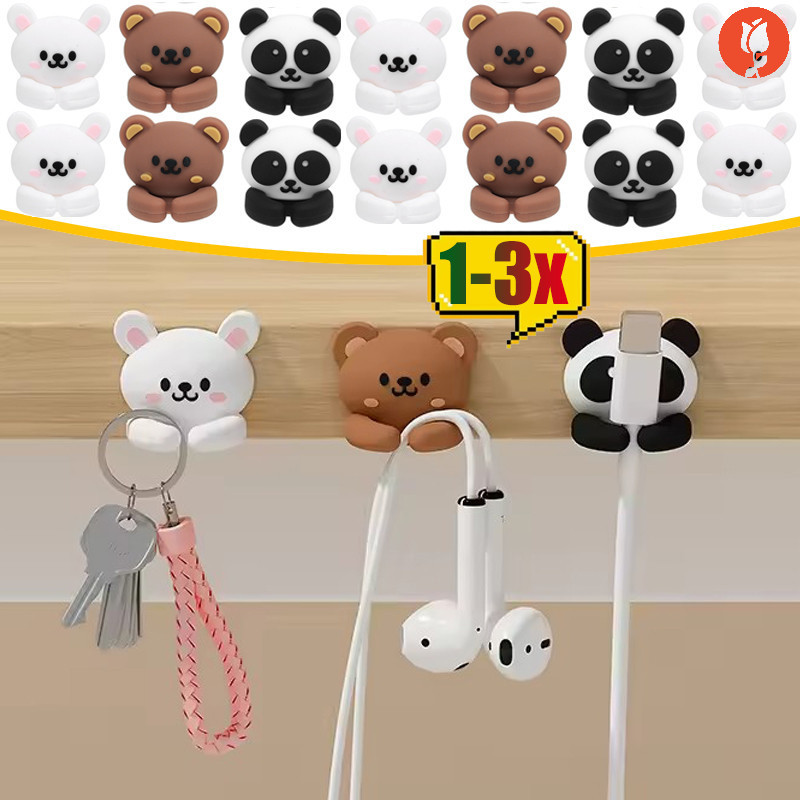 Bear Rabbit Panda Shaped PVC Desktop Cable Holder - Cute Cartoon Wire ...