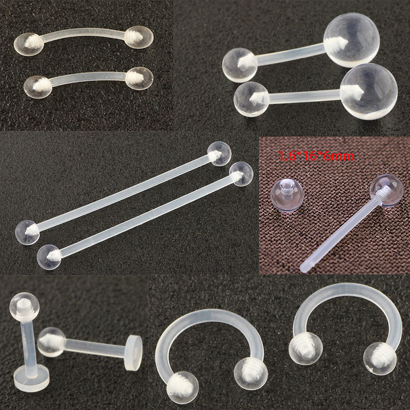 1 Pc Transparent Acrylic Anti-allergy Navel Pins Are Available In ...