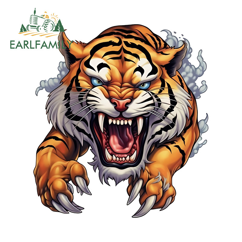 EARLFAMILY Tiger Chibi Car Sticker Occlusion Scratch Caravan Surfboard ...