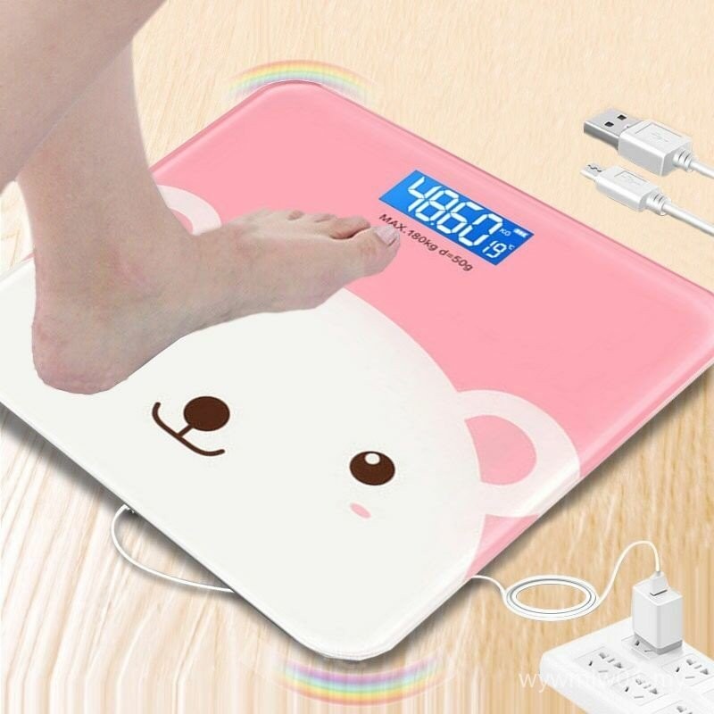 Usb Rechargeable Electronic Weighing Scale Household Cute Cartoon Body ...