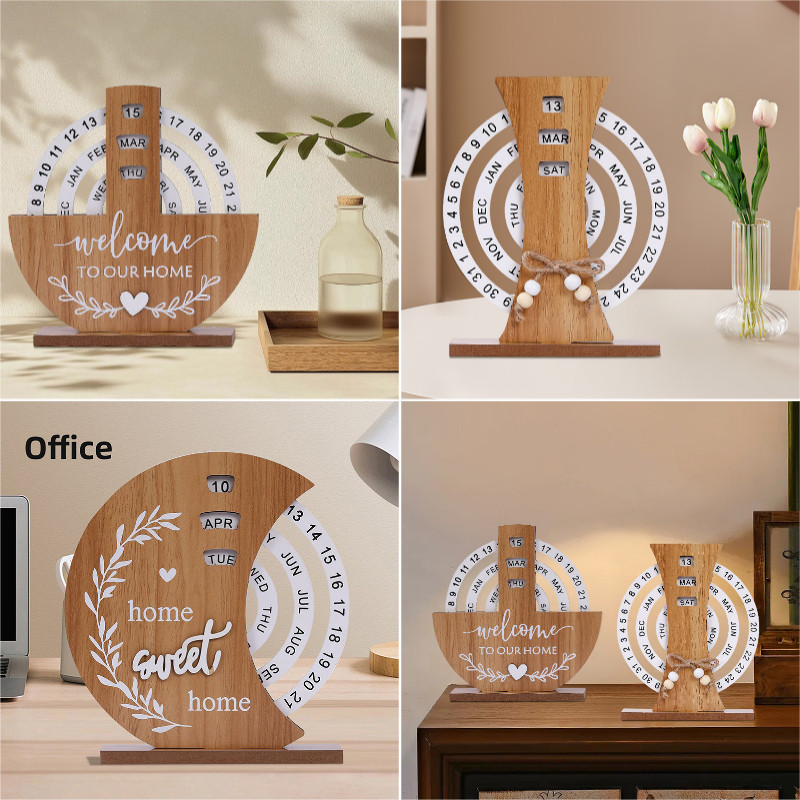 Creative Ramadan Desktop Calendar Simple Wooden Calendars Moon Shape ...