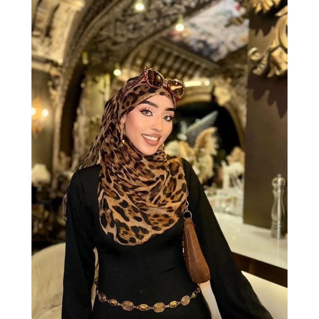 Leopard Print Hijab Premium Fashion Cotton Voile Hijabs High Quality ...