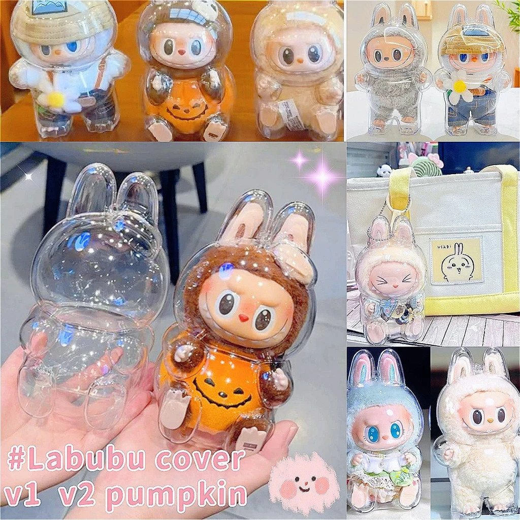Cartoon Labubu V1 V2 Cover Pumpkin Labubu Case Acrylic High Transparent ...