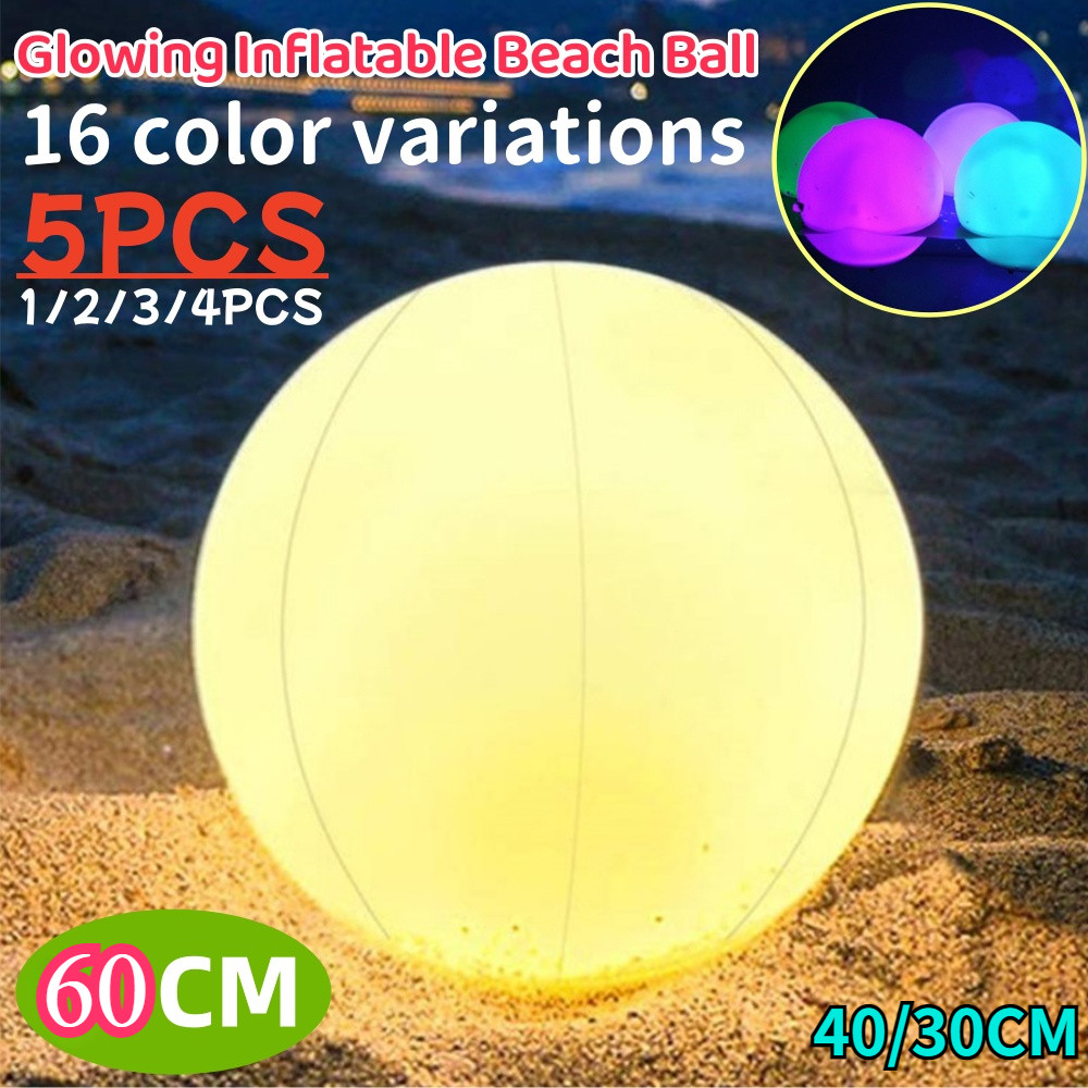5Pcs 60CM LED Glowing Beach Ball Lamp Outdoor Water Game Floating Light ...