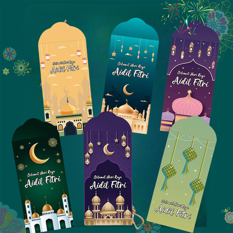 6pcs 2025 Sampul Duit Raya Green Envelope Angpao Hari Raya Decoration ...