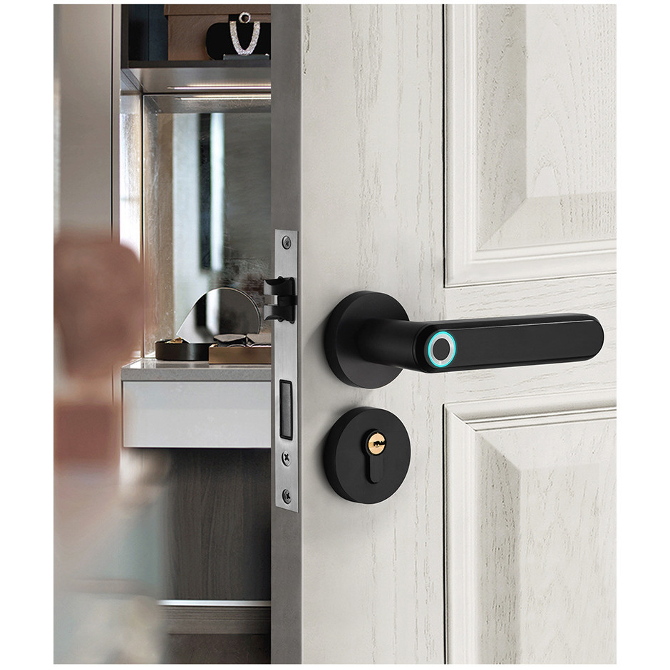 Zinc Alloy Indoor Door Lock Wooden Door Fingerprint Lock Black Office ...