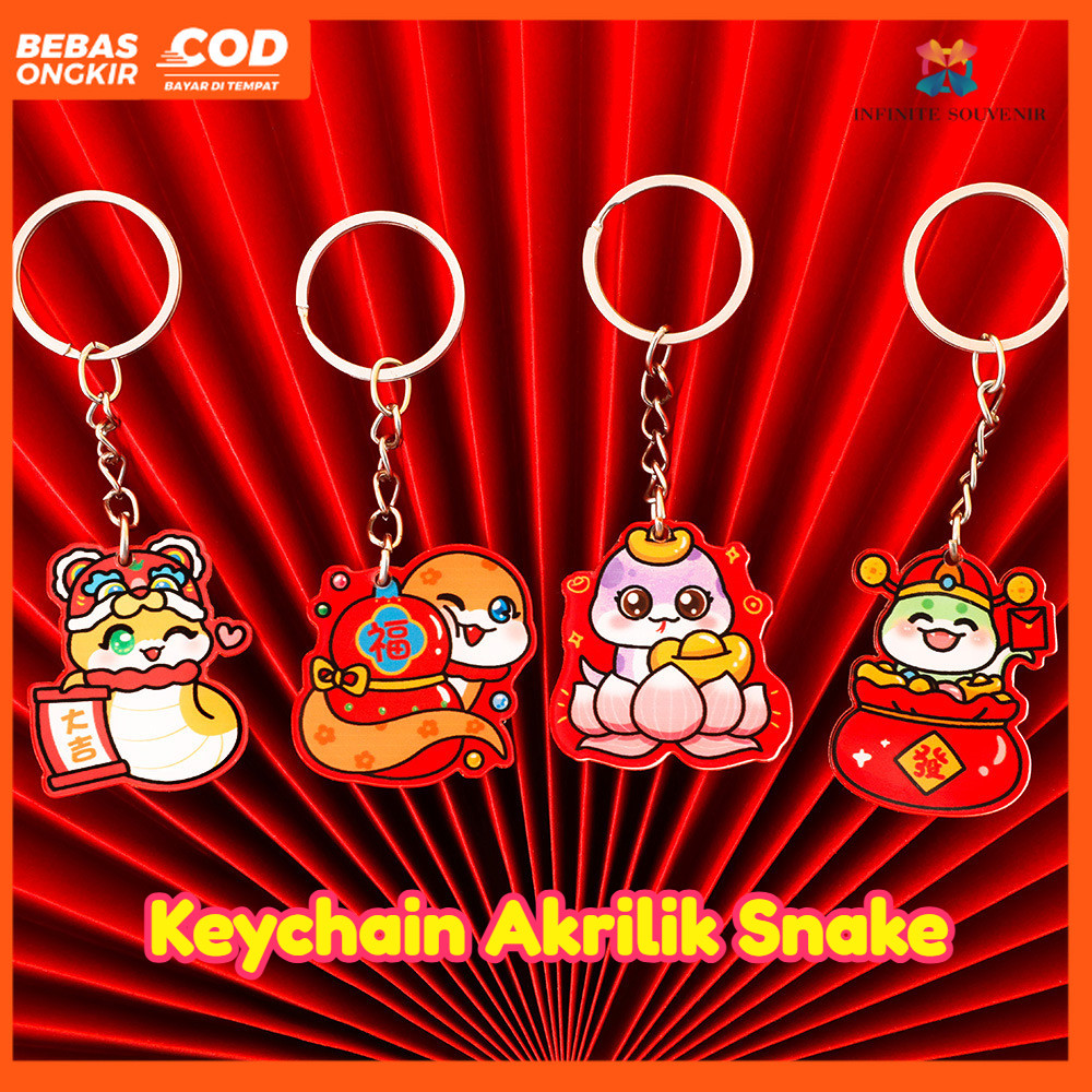 GANTUNGAN Acrylic Snake Keychain / 2025 Year of the Snake Keychain ...