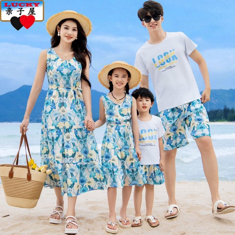 2024 Seaside Beach Parent-Child Wear Family of Three Four Suits Summer ...