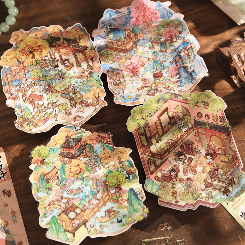 ENWEI 3 Pcs [Landscape Retro Series] Vintage Journal Stickers ...