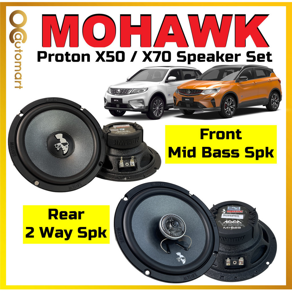 Mohawk Speaker Set For Proton X50 X70 With Plug n Play Wire Mid Bass ...