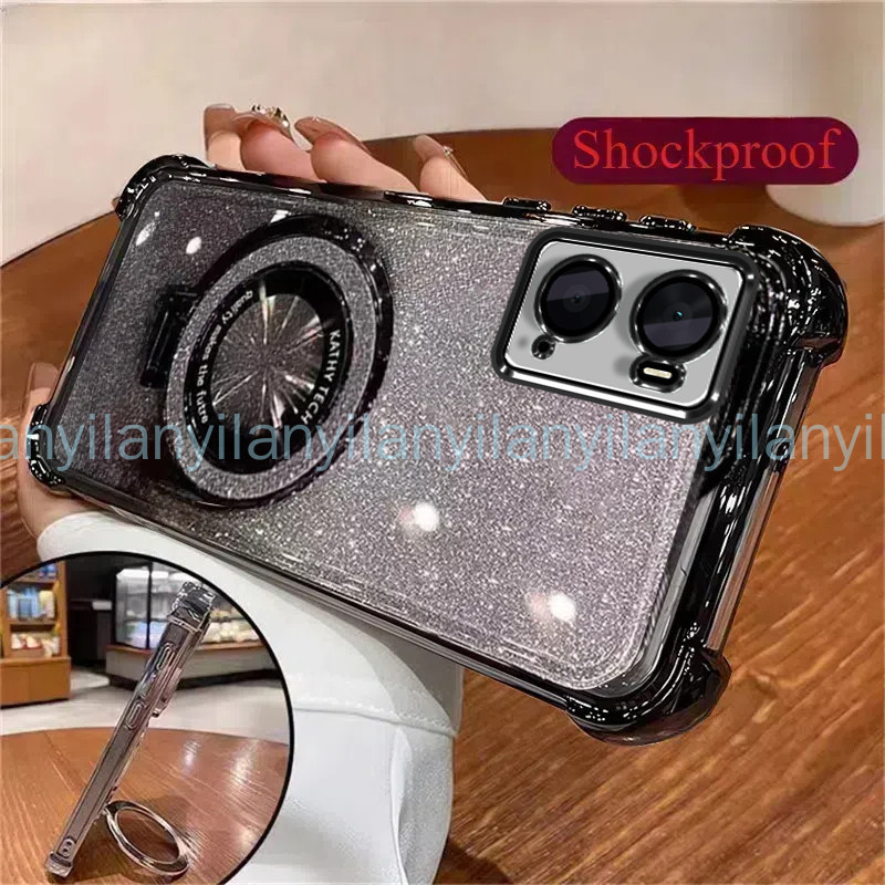 Casing OPPO A36 A96 A76 4G Four Corners Shockproof Plating Glitter ...