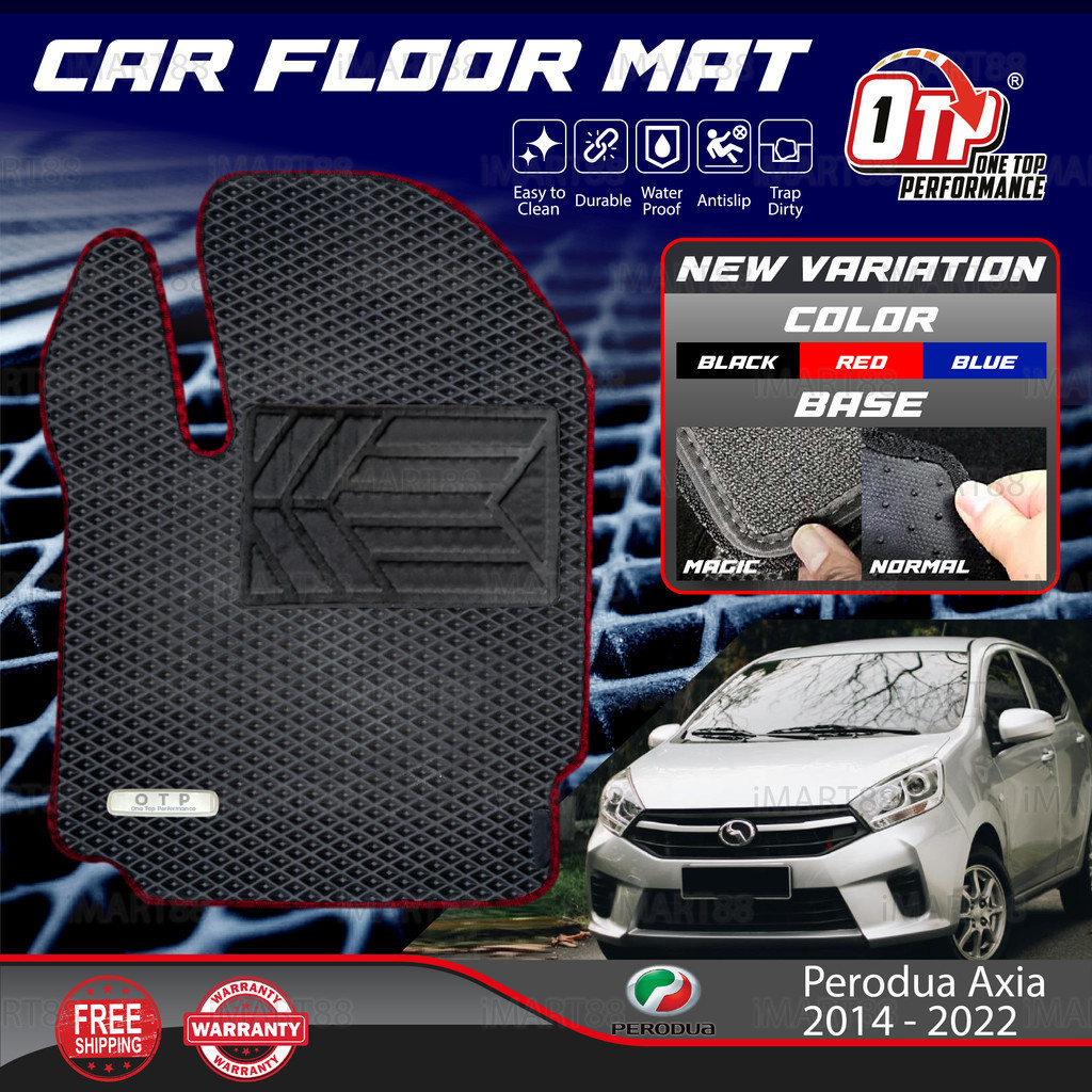 Original Perodua Axia 2014-2022 Car Floor Mat Red Black Carpet Front ...
