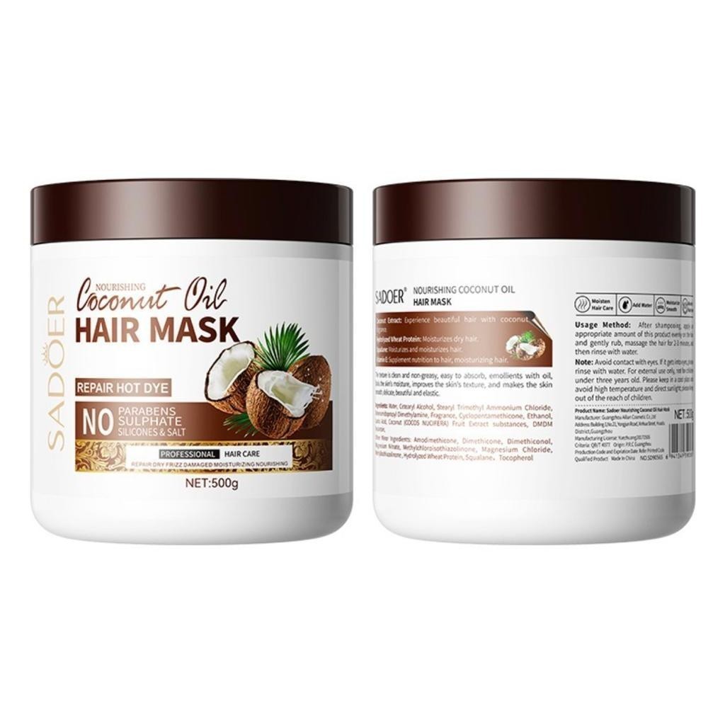 SADOER Nourishing Coconut Oil Repairing Hair Mask 500g [Parabens & Silicone Fre | Shopee Malaysia
