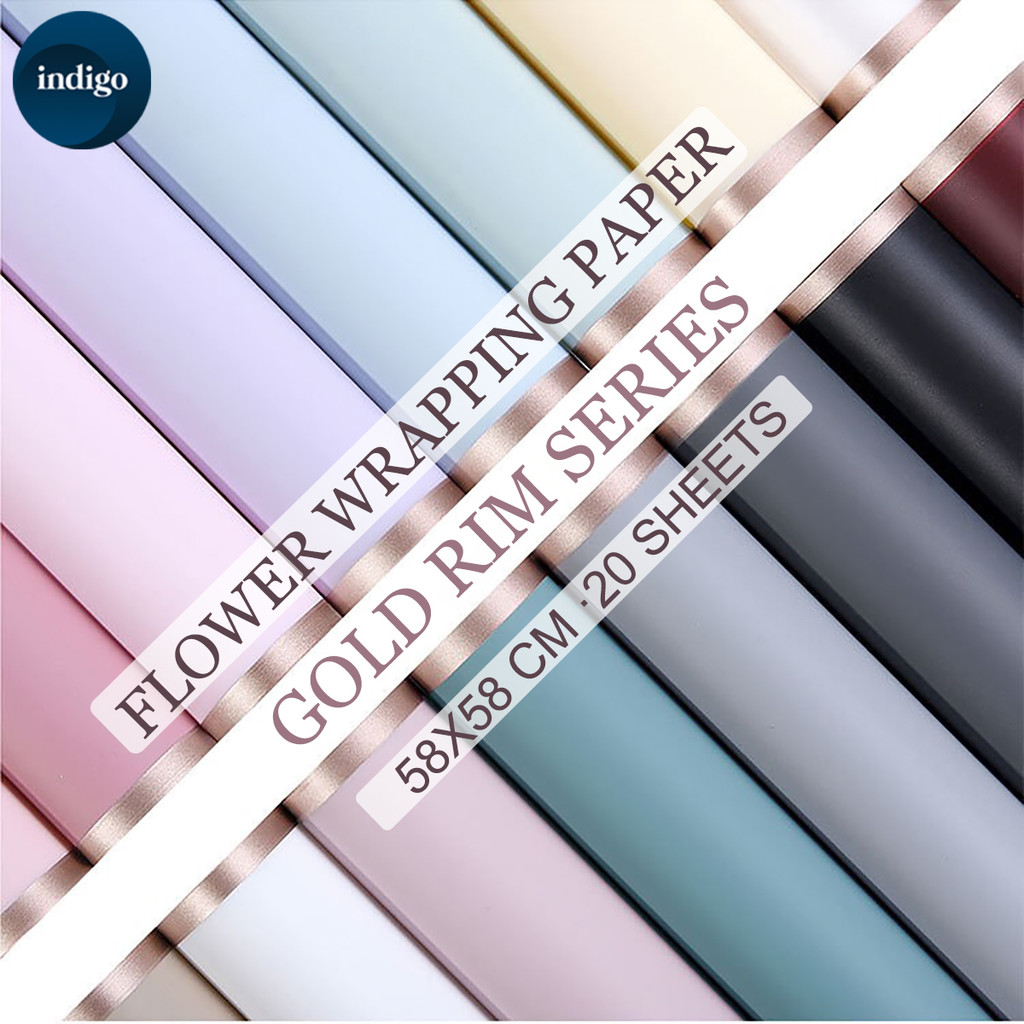 20PCS GOLD RIM Waterproof Wrapping Paper Kertas Pembalut Bunga Hadiah ...