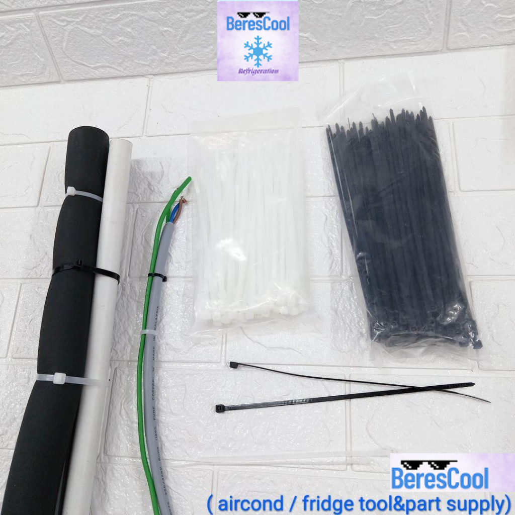 cable tie black & white color for aircond insulation pipe / water pipe ...