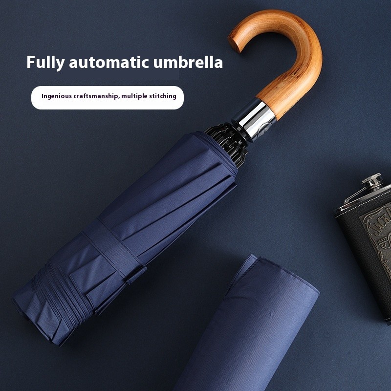 parasol umbrellaSolid Wooden Handle Ten-Bone Reinforced Wind-Resistant ...