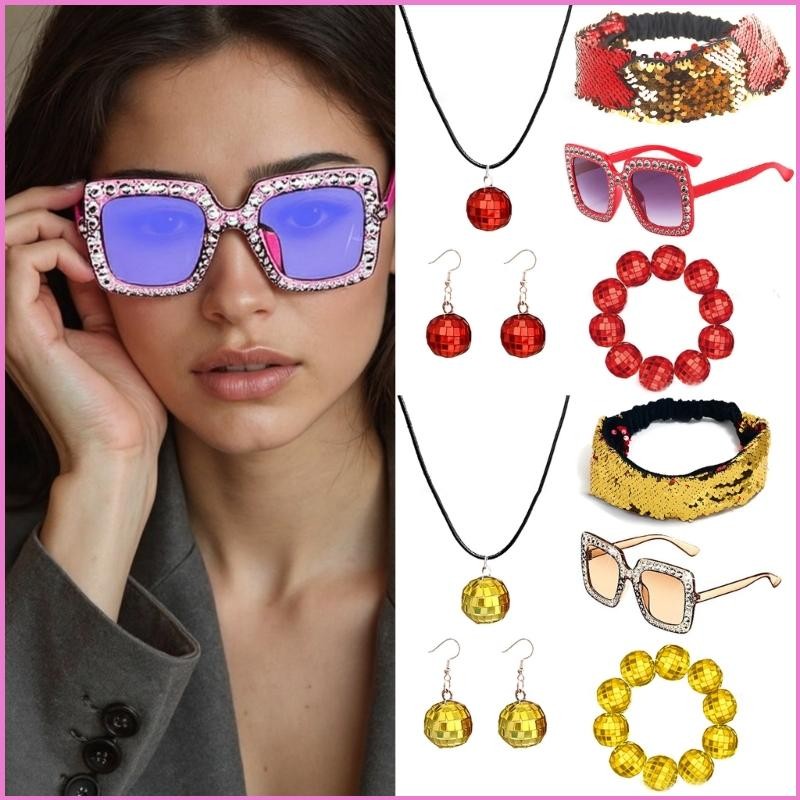 Royal 50s 60s 70s 80s Women s Disco Costume Set Lady Disco Accessories ...