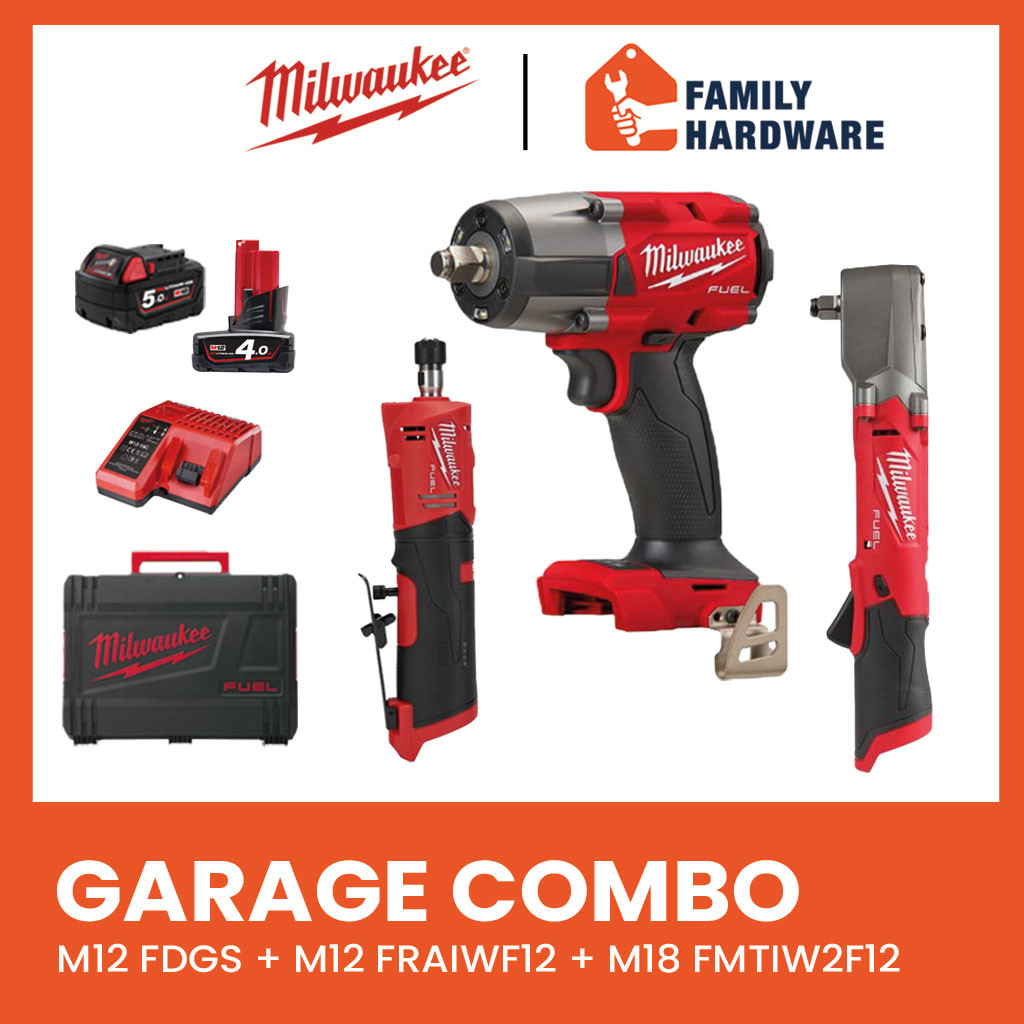 MILWAUKEE Garage Combo M12 FDGS M12 FRAIWF12 M18 FMTIWF212 Impact ...