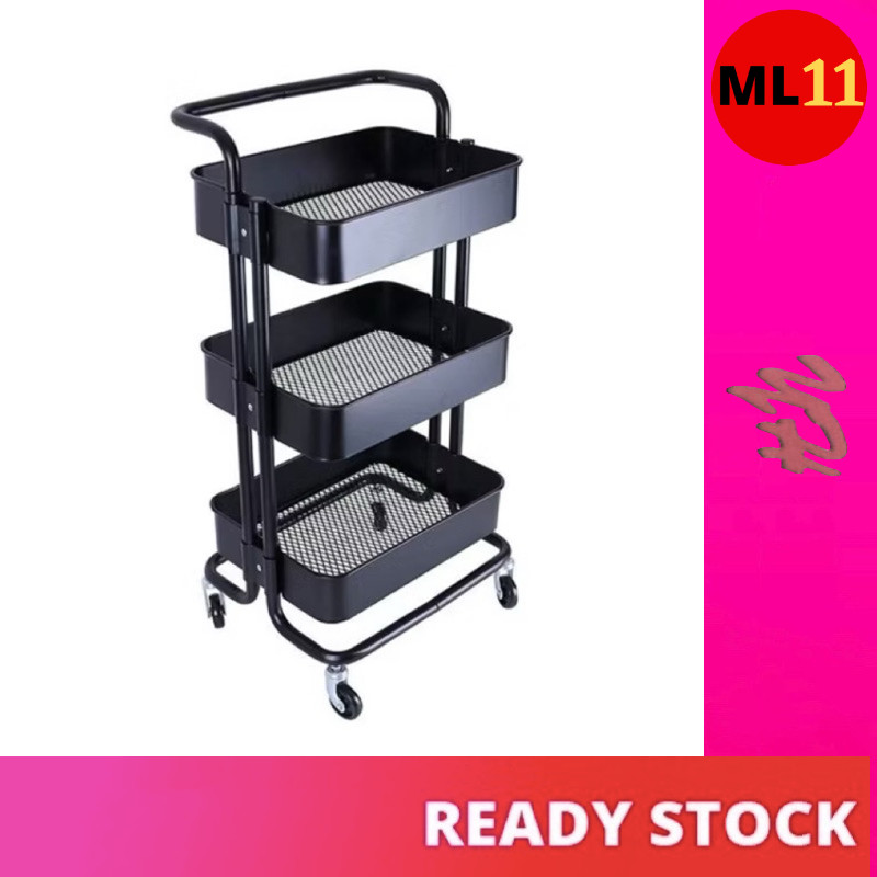 (3 Tier) Stainless Steel Trolley Rack Rak Dapur Kitchen Storage Rack ...