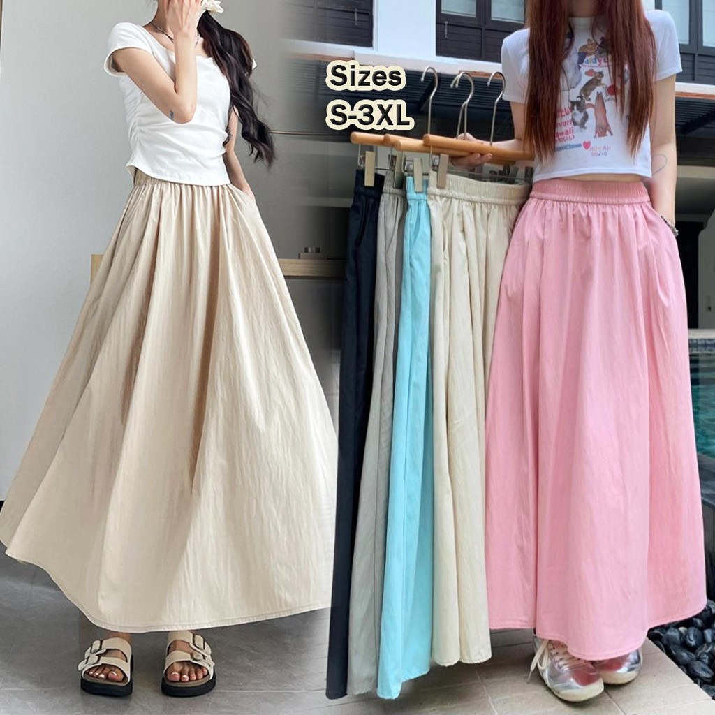 Sari Chic A-line Skirt Korean style Women Solid Color A-line Skirt High ...