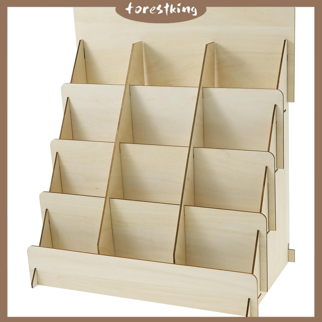 Wooden Sticker Display Rack 4 Tier Greeting Card Display Stand for ...