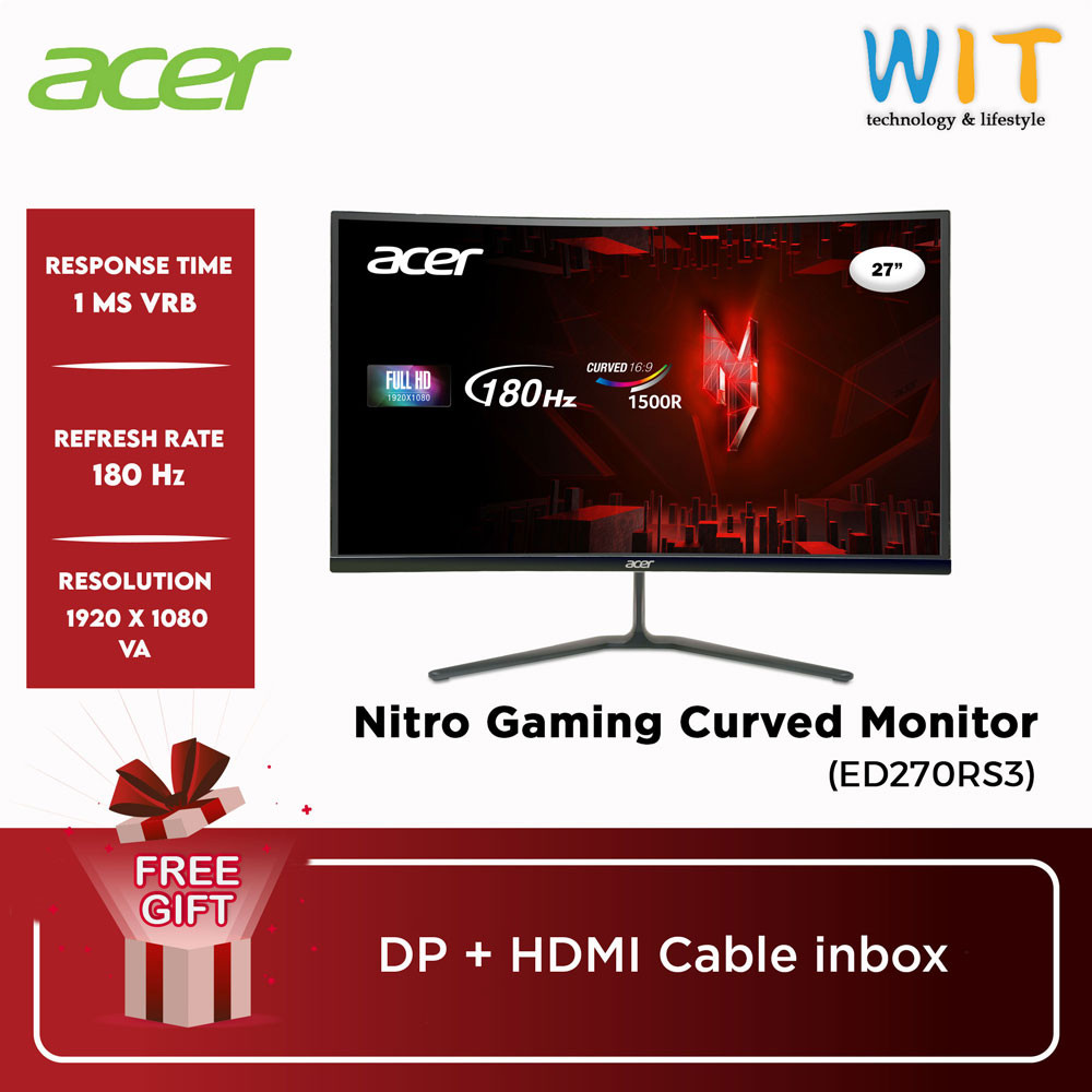 Acer Nitro ED270RS3 Gaming Curved Monitor - 27.0" /1ms/180Hz/FHD/VA ...