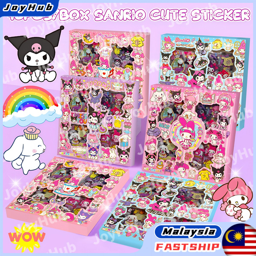 Sanrio Kuromi Sticker 96pcs Cute Set DIY Gift Box Cinnamoroll Melody ...