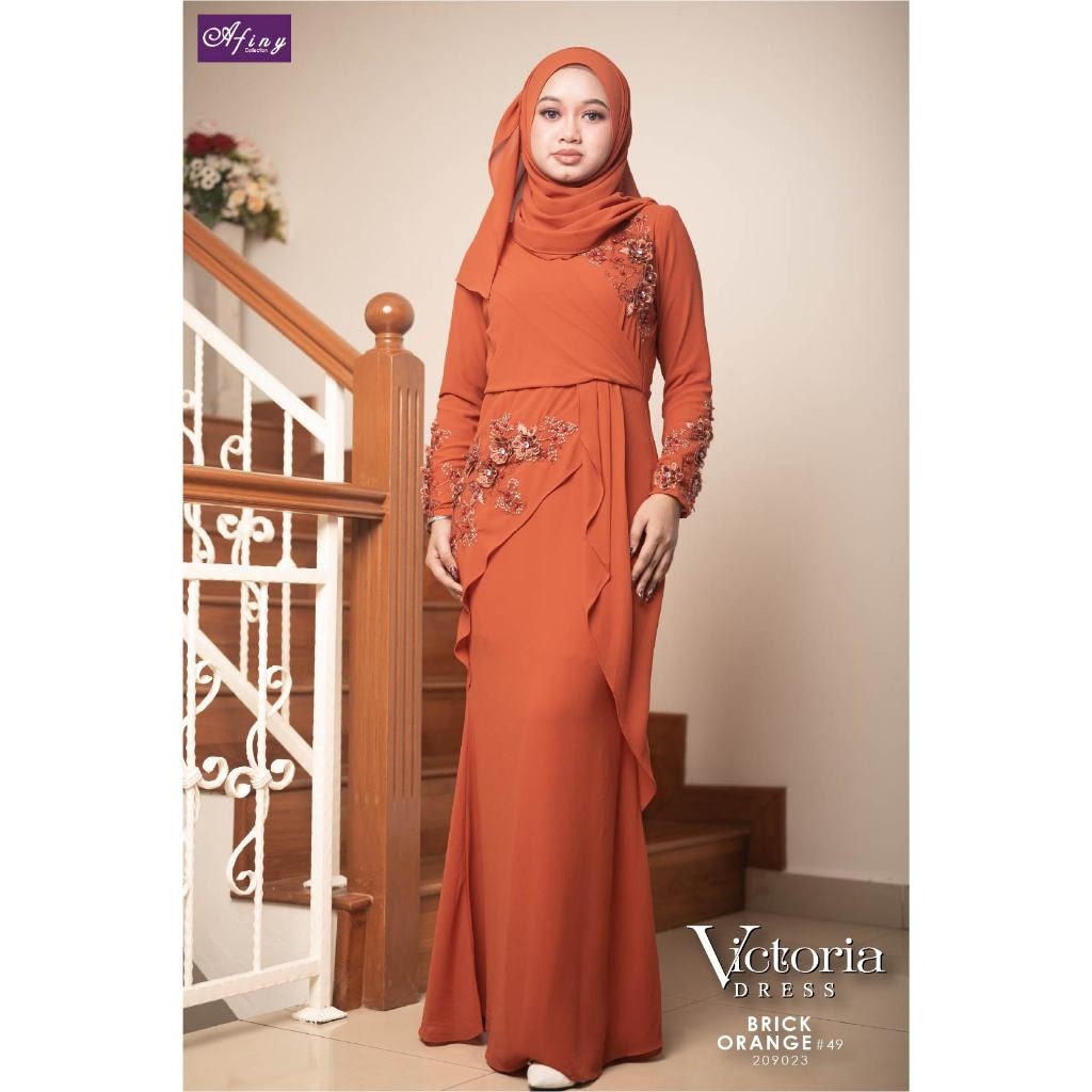 JUBAH DRESS EXCLUSIVE DESIGN CANTIK BAJU RAYA 2025 DRESS BRICK ORANGE ...