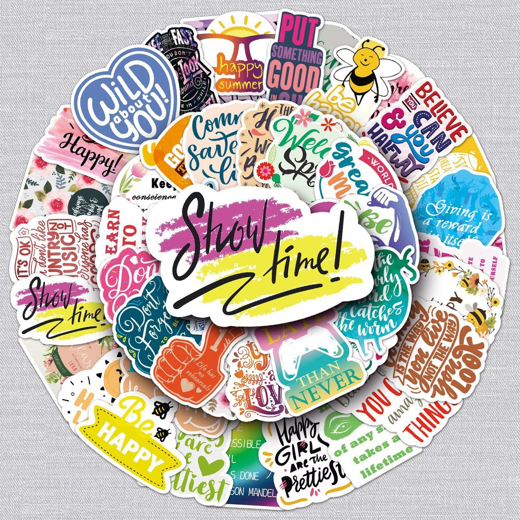 50pcs Inspirational English Motto Luggage Stickers Stationery Box ...