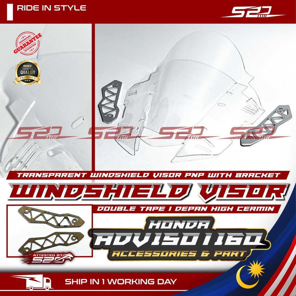 Windshield Visor HONDA ADV 150 160 Long Visor Depan Clear Transaprent ...