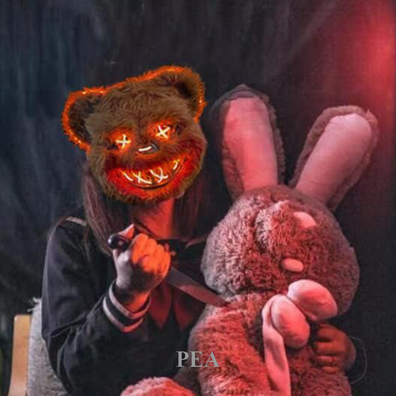 PEA Bunny Mask Halloween Creepy Bunny Mask Scary Masks Bear Mask ...