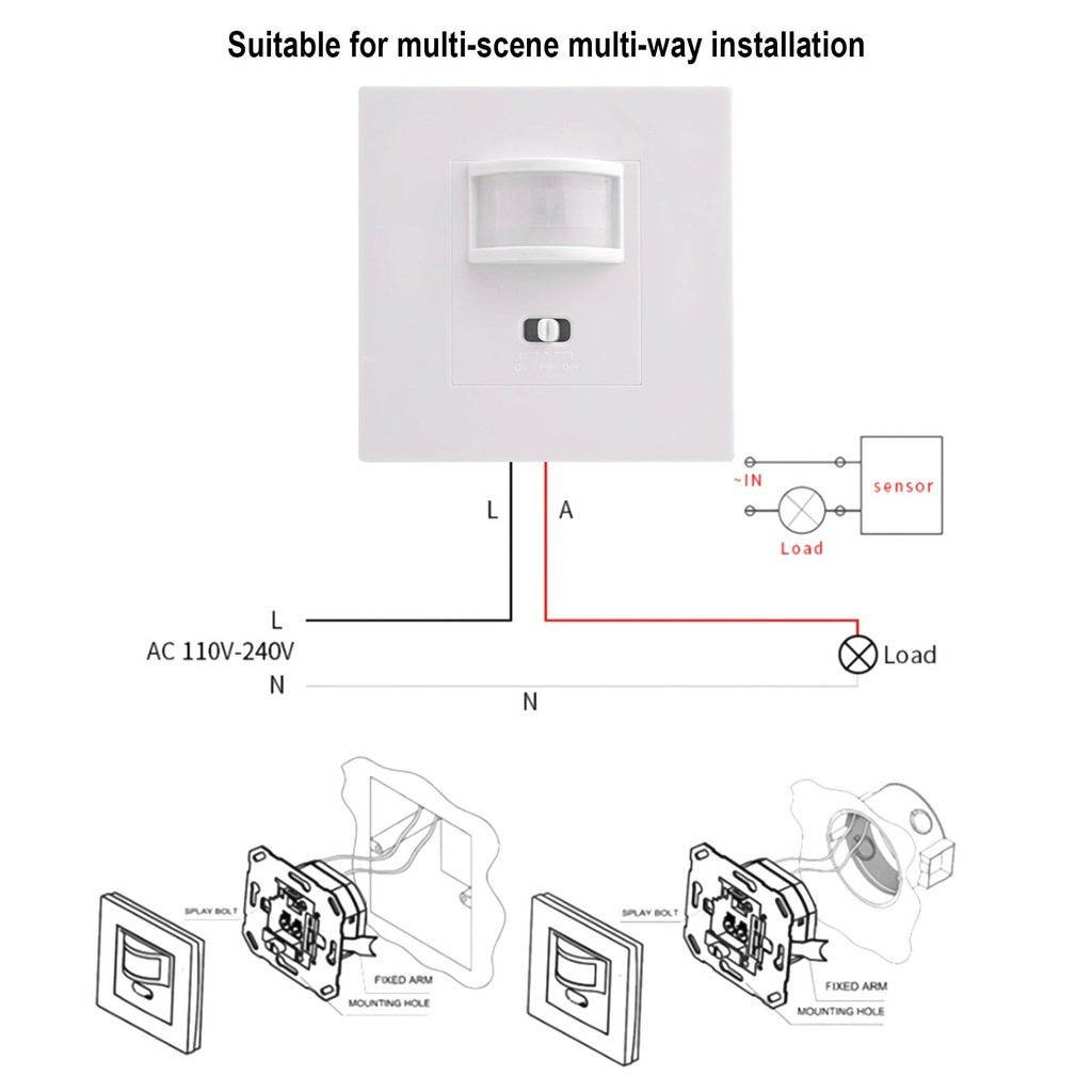 THEBEST! Recessed Wall Sensor Switch Motion Sensor Switch For Wall and ...