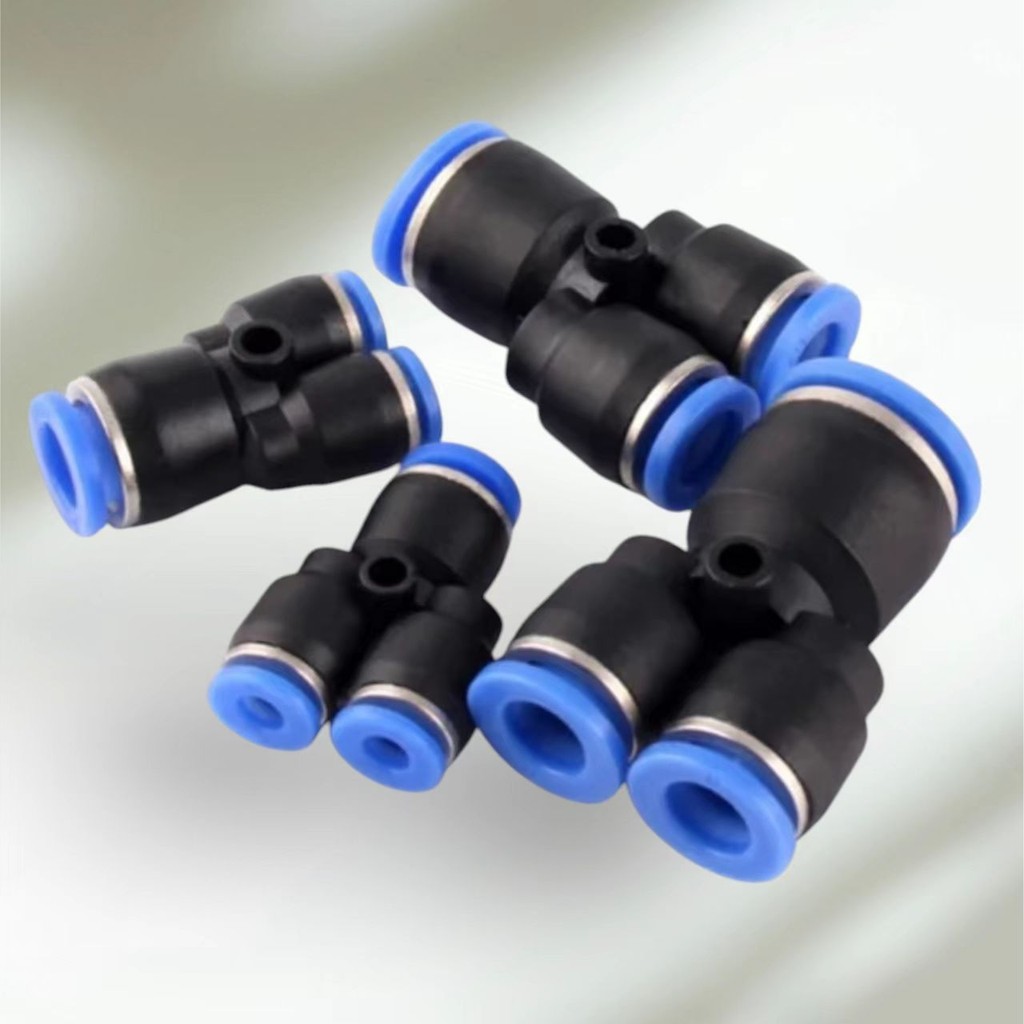 Pneumatic Y Type Push In Fitting 3 Way Port Air Hose Connectors ...