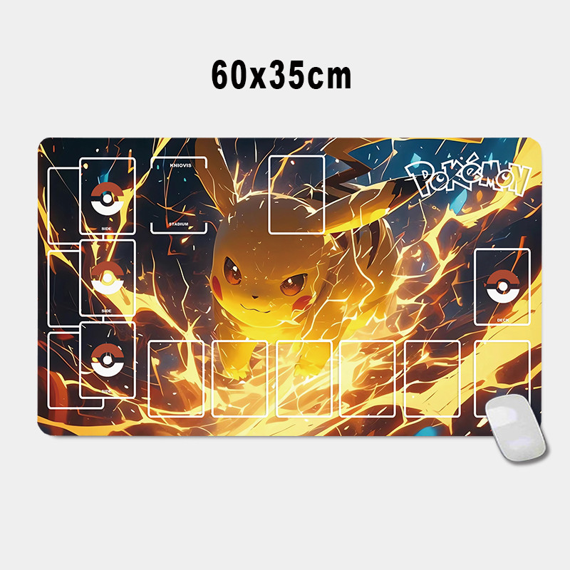 60X35Cm Pokemon Card Mat Charizard Pikachu with Thunderbolt Dedicated ...