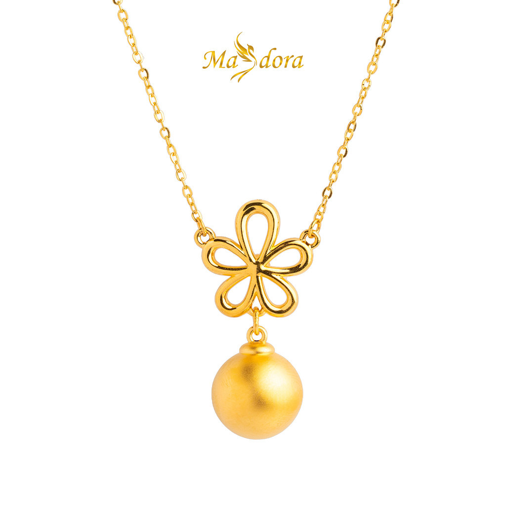 MASDORA 999 Gold Necklace Rantai Leher Emas ~ Daisy Matte Baubles (EMAS ...