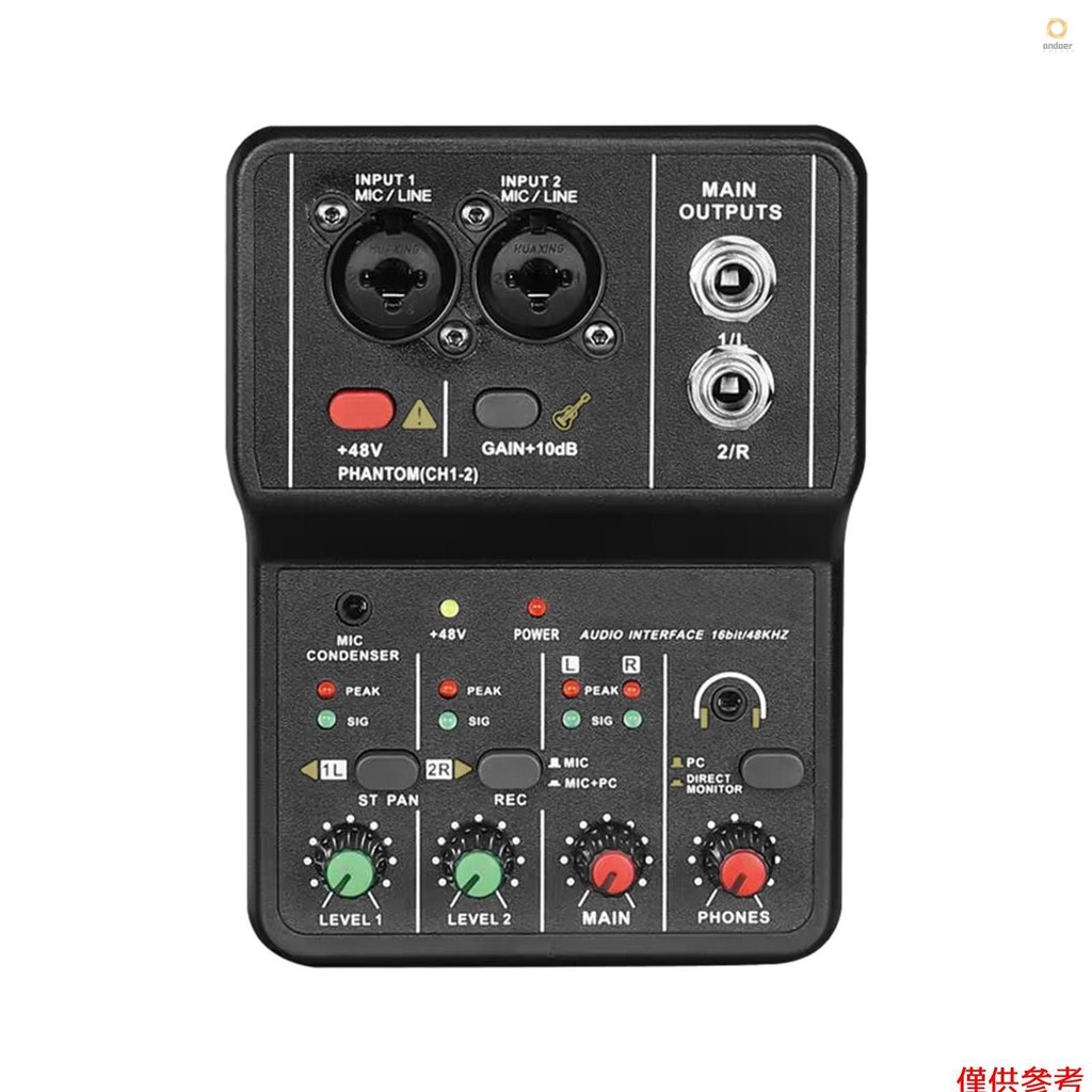 Audio Interface Professional Recording Sound Card 16bit/48kHz Mini USB ...