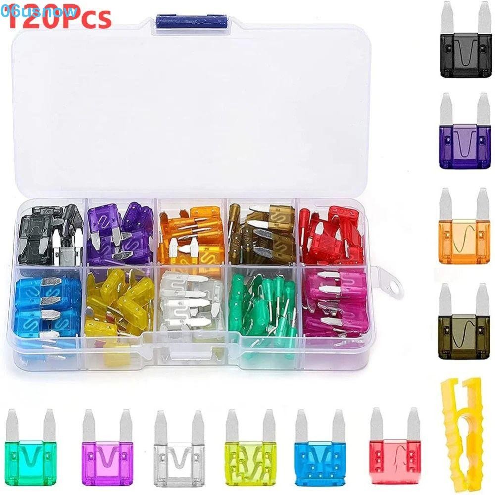 USNOW 120pcs/box Fuse Combination Kit, Safety with Clip Car Fuse, Mini ...
