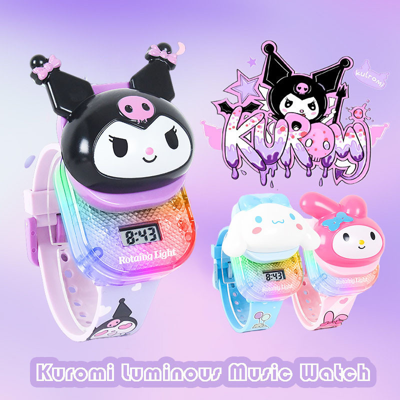 LABUBU Kuromi Kids Luminous Music Digital Watch Fashion Flashing Led ...