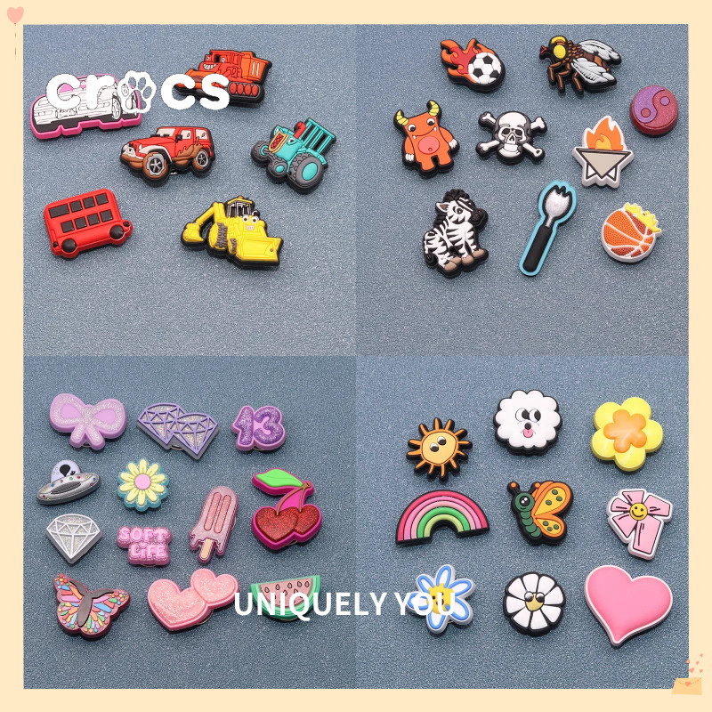 Crocs Jibbitz Cartoon car Jibbitz glitter heart shoe buckle charm crocs ...