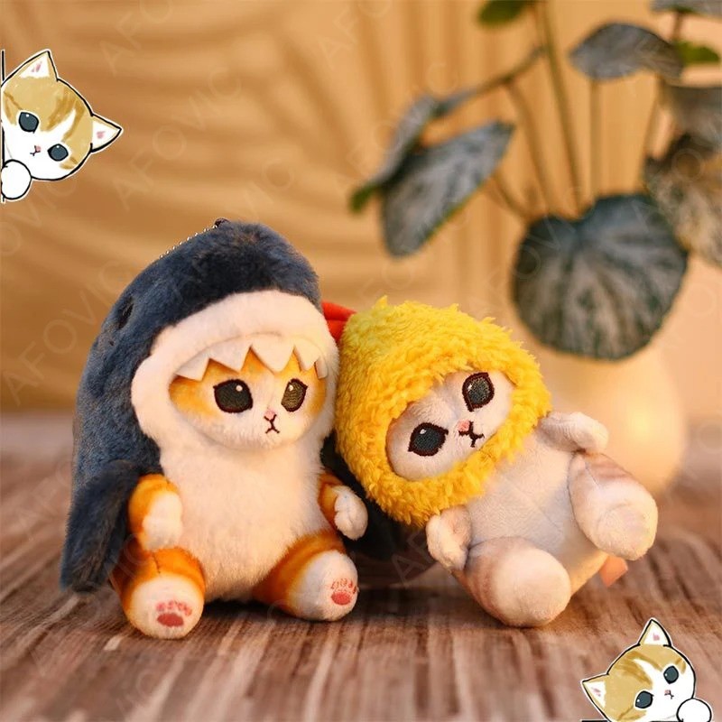 Kawaii Fried Shrimp Shark Cat Plush Keychain Schoolbag Pendant Cute ...