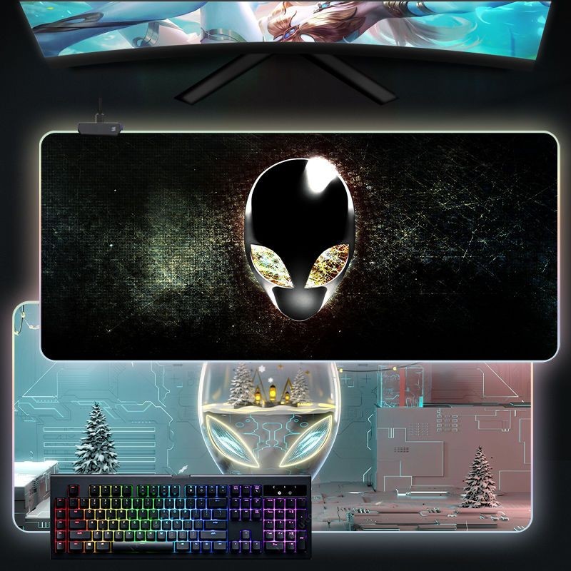 Alien RGB Luminous Mouse Pad Oversized Gaming Gaming Keyboard Pad Desk ...
